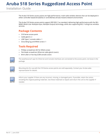 Aruba 518 Series Ruggedized Access Point Installation Guide | Manualzz