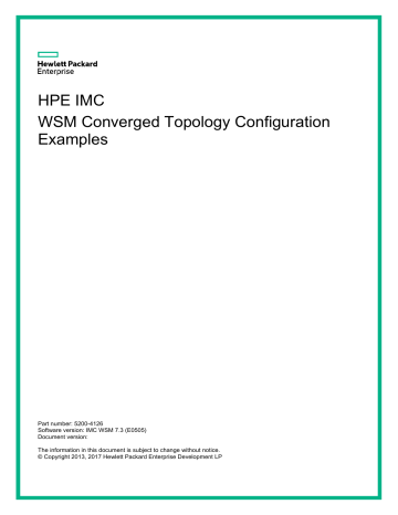 HPE IMC WSM Converged Topology User Guide | Manualzz