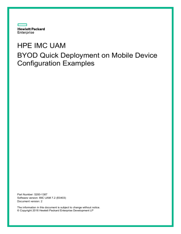HPE IMC BYOD Deployment Guide | Manualzz