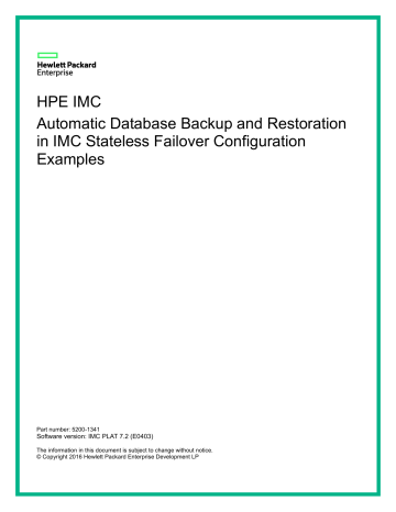 HPE IMC Automatic Database Backup and Restoration in IMC Stateless ...