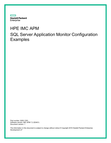 HPE IMC APM SQL Server Application Monitor User Guide | Manualzz