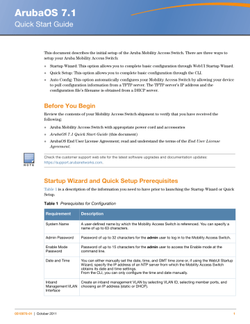 Aruba ArubaOS 7.1 Getting Started | Manualzz
