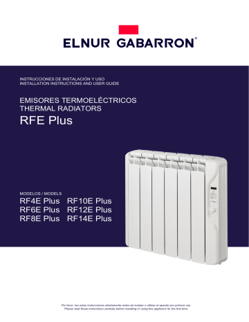 ELNUR GABARRON RFE PLUS oil filled electric radiator Manual | Manualzz