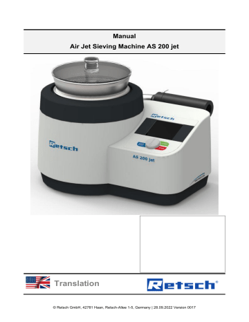Retsch AS 200 jet Operating Manual | Manualzz