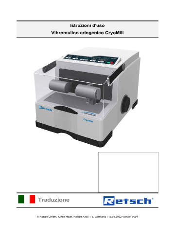 Retsch CryoMill Istruzioni per l'uso | Manualzz