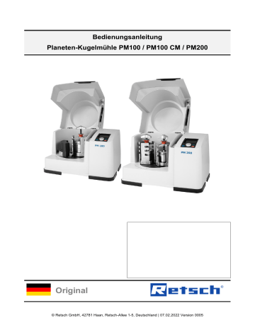 Retsch PM 100 Bedienungsanleitung | Manualzz
