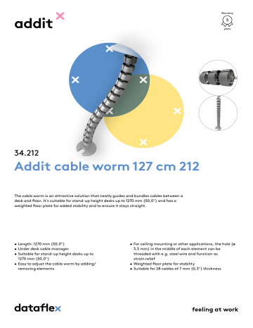 Dataflex 34.212 Addit cable worm 127 cm Product sheet | Manualzz