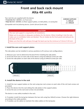 Analog Way Zenith 200 Instructions | Manualzz