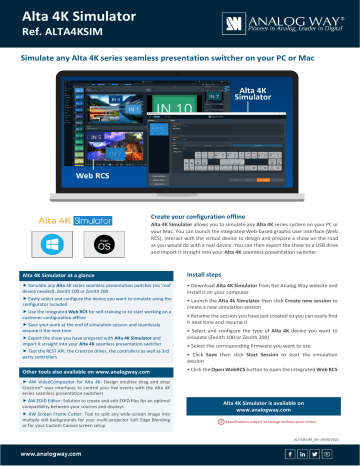 Analog Way Zenith 200 Datasheet | Manualzz