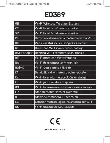 Emos E0389 Wireless Digital Weather Station Mode d'emploi | Manualzz