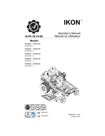 Ariens 918006 IKON 60 KAWASAKI Operators Manual | Manualzz