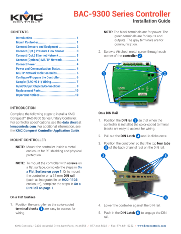 KMC BAC-9300 Installation Guide | Manualzz