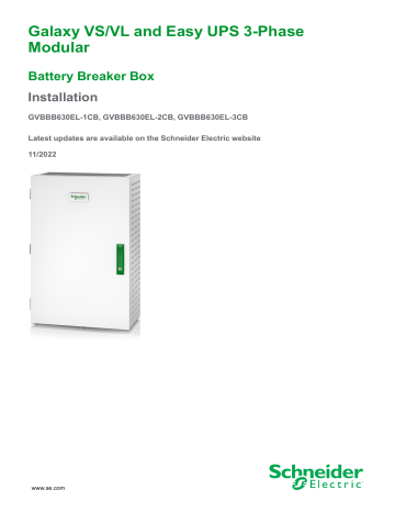 Safety Precautions. Schneider Electric Galaxy Battery Breaker Kit, Easy ...