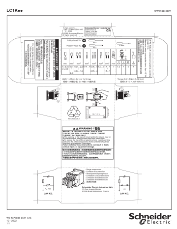 Schneider Electric LC1-K contactor Instruction Sheet | Manualzz
