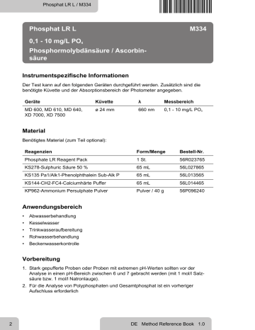 Lovibond Single Method M334 - Phosphate LR L instruction manual | Manualzz