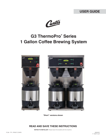 Curtis TP1TT10A3000 ThermoPro® 1.0 Gallon Brewer User guide | Manualzz