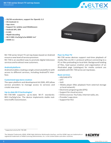 Eltex NV-730-WB IPTV Set-top Box Data sheet | Manualzz