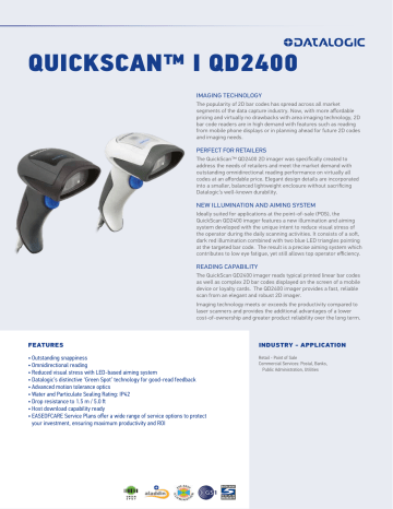 Datalogic QuickScan 2400 Series Data Sheet | Manualzz