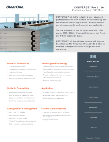 ClearOne CONVERGE Pro 2 120 Datasheet | Manualzz