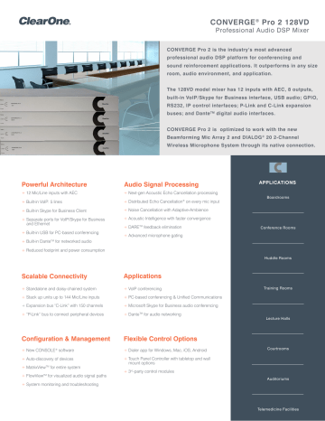 ClearOne CONVERGE Pro 2 128VD Datasheet | Manualzz