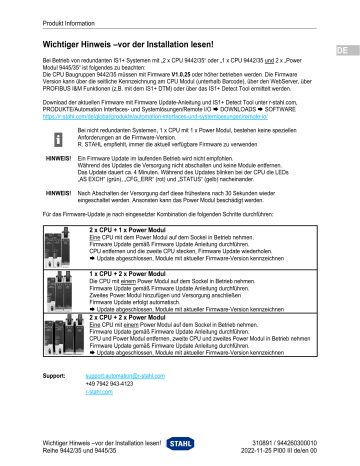 Stahl 9442/35 9445/35 Operating instructions | Manualzz