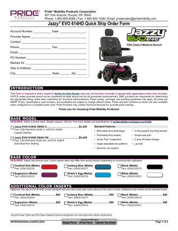 Pride Mobility Jazzy EVO 614HD Quick Ship Owner's Manual | Manualzz