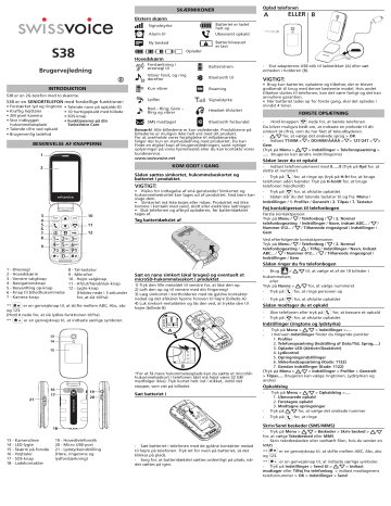 SwissVoice S38 Brugermanual | Manualzz