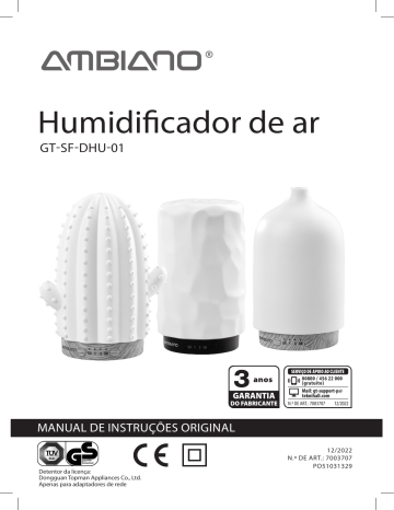 Ambiano GT-SF-DHU-01 Design Humidifier Manual do usuário | Manualzz