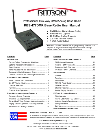 Ritron FCC and IC Certified User Manual | Manualzz