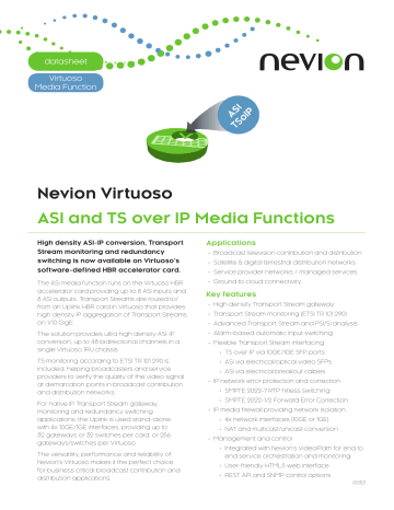 Nevion Virtuoso ASI and TS over IP Gateway/Monitor/Switch Media ...