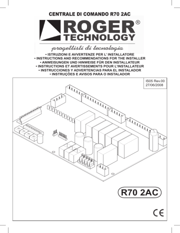 Roger Technology R70 2AC central IS5 Rev00 Control unit instruction ...