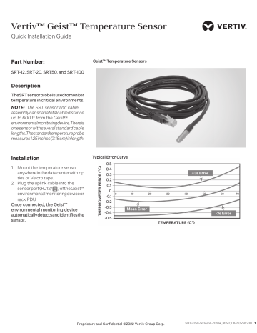 Vertiv Geist Temperature Sensor Quick Installation Guide | Manualzz