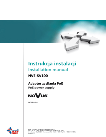 Novus NVE-SV100 PoE 24 V Power Supply Installation Manual | Manualzz
