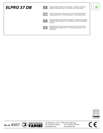 Fadini elpro37db Instructions Manual | Manualzz