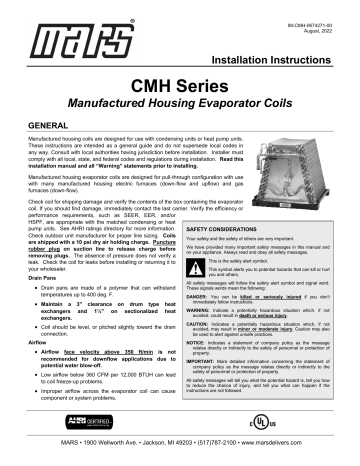 MARS Coils CMH Installation and Operation Manual | Manualzz