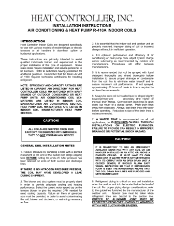 MARS R-410A Coils CSG coil Installation and Operation Manual | Manualzz