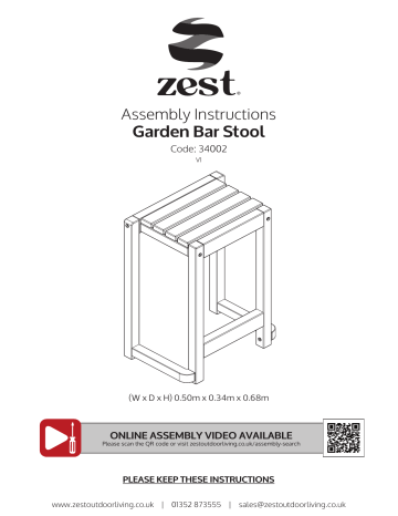 Zest 4 Leisure Garden Bar Stool Assembly Instructions | Manualzz