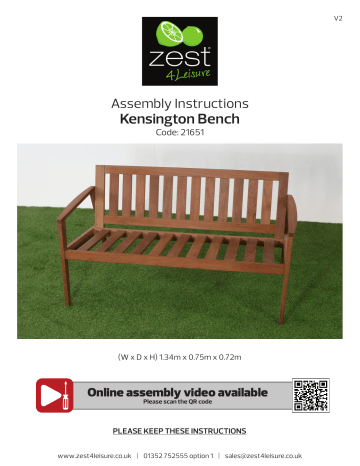 Zest 4 Leisure Kensington Bench Assembly Instructions | Manualzz