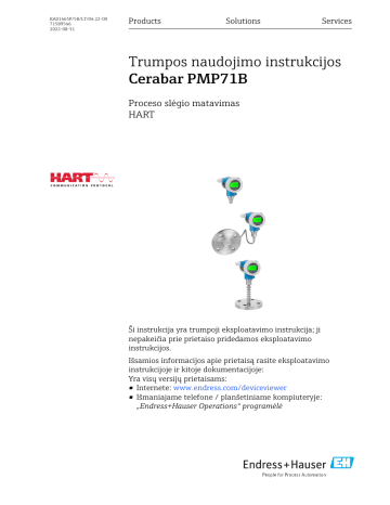 Endres+Hauser Cerabar PMP71B Vartotojo vadovas | Manualzz