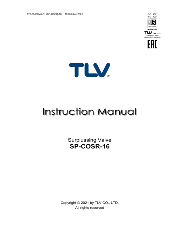 TLV SP-COSR-16 Manual | Manualzz