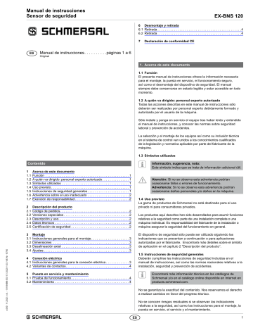 schmersal EX-BNS 120-11Z-3G/D EX magnetic safety sensor Instrucciones ...