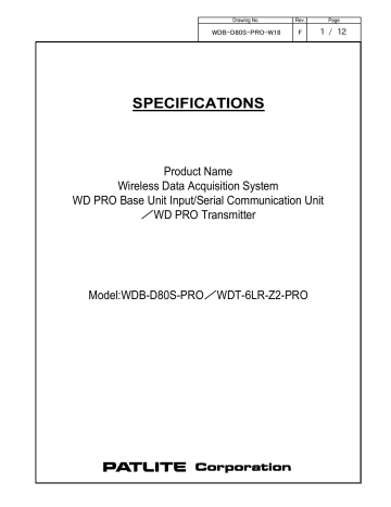 Patlite WDT-6LR-Z2-PRO Specification | Manualzz