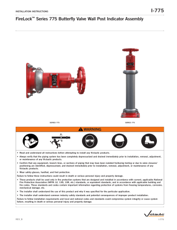 Victaulic FireLock™ Series 775 Butterfly Valve Wall Post Indicator ...