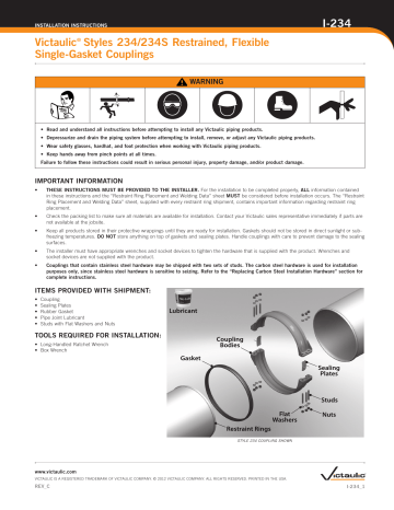 Victaulic Restrained Flexible Single-Gasket Coupling Installation ...
