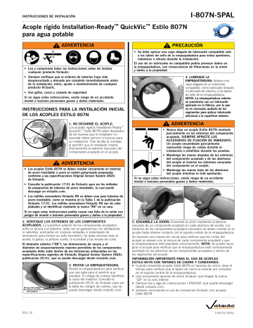 Victaulic Style 807N QuickVic™ Installation-Ready™ Rigid Coupling Guía ...
