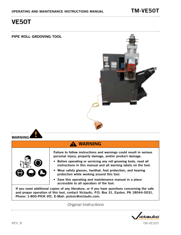 Victaulic 50T Roll Grooving Tool Manual | Manualzz