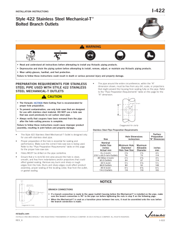 Victaulic Style 422 Stainless Steel Mechanical-T Bolted Branch Outlets ...