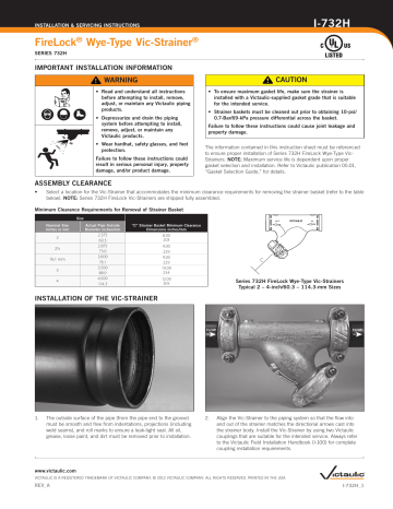 Victaulic FireLock™ Vic-Strainer Wye Type Installation Manual | Manualzz