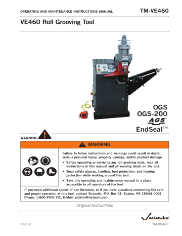 Victaulic VE460 Shop Fabrication Roll Grooving Tool Tool Manual | Manualzz