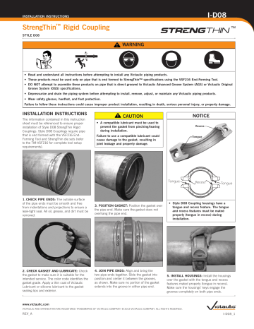 Victaulic StrengThin™ Style D08 Rigid Coupling Installation Manual ...
